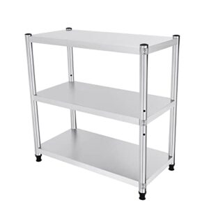 32"×16" stainless steel table, heavy duty stainless steel table for prep, shelf organizer kitchen storage shelves garage shelves, commercial kitchen work table for restaurant, home and hotel, silver