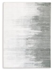 signature design by ashley milset contemporary indoor washable ombre pattern 8 x 10 rug with non slip backing, white & black