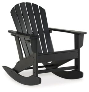 signature design by ashley sundown treasure cottage weather resistant indoor/outdoor rocking chair with 1 cup holder, black