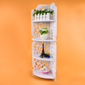 herchr 4 tier corner bookshelf, white corner shelf stand corner plant stand corner shelves bathroom corner shelf corner storage