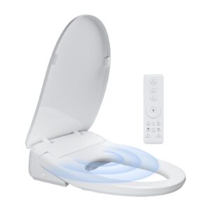 aquatiz auto open close bidet toilet seat, elongated with endless warm water, seat heating, night light, warm air dryer, advanced bidet attachment for toilets