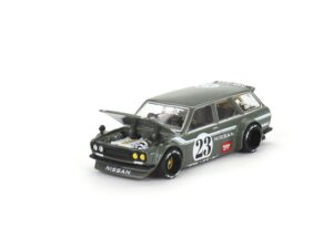 true scale miniatures model car compatible with datsun kaido 510 wagon carbon fiber v3 limited edition 1/64 diecast model car kaido house khmg076, green