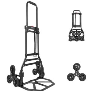 rjtek【material upgrading】 stair climber hand truck and dolly, 220 lb capacity stair climbing cart heavy-duty trolley cart heavy-duty luggage cart stair dolly lightweight with telescoping handle black