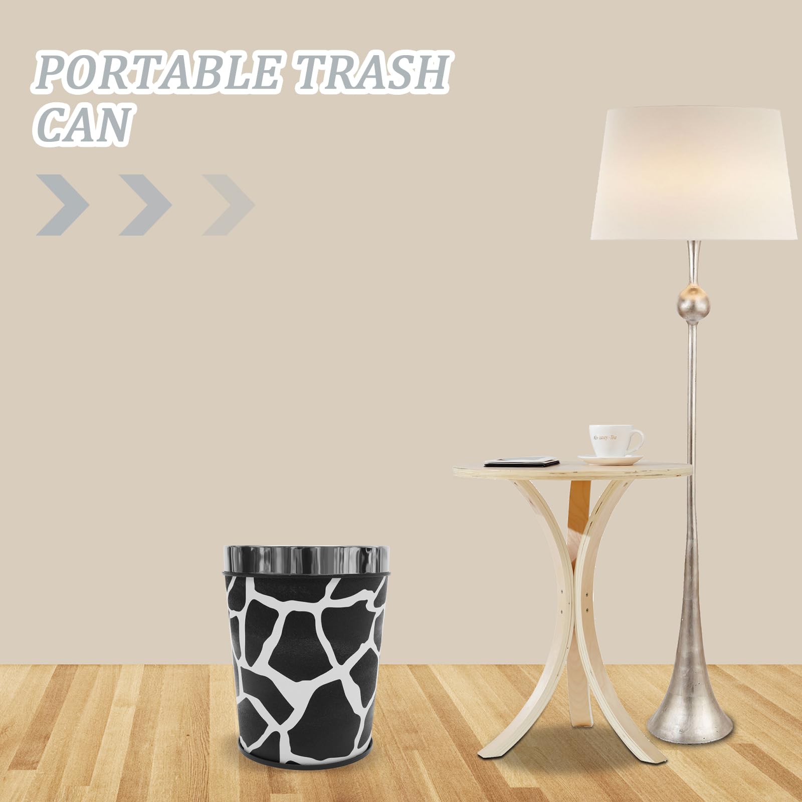 Luxshiny Round Garbage Can with Lid Office Waste Trash Can Waste Bin Bathroom Small Waste Paper Bucket for Home(Cow Print)