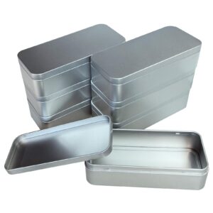 7 pieces rectangular metal empty tins containers basic necessities home storage organizer mini box set, 5.9 x 2.75 x 1.57 inches (silver)