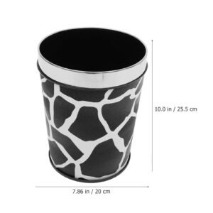 Luxshiny Round Garbage Can with Lid Office Waste Trash Can Waste Bin Bathroom Small Waste Paper Bucket for Home(Cow Print)