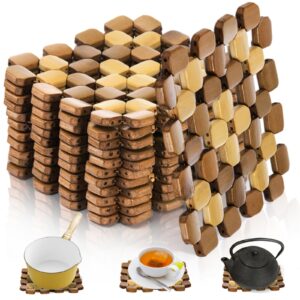 tlence 12 pack bamboo trivet mat for hot dishes, 6.3'' heat resistant kitchen hot pads, wooden table counter protector set, bamboo coasters for teapot hot dishes pans, table décor kitchen gifts idea