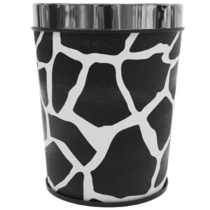 luxshiny round garbage can with lid office waste trash can waste bin bathroom small waste paper bucket for home(cow print)