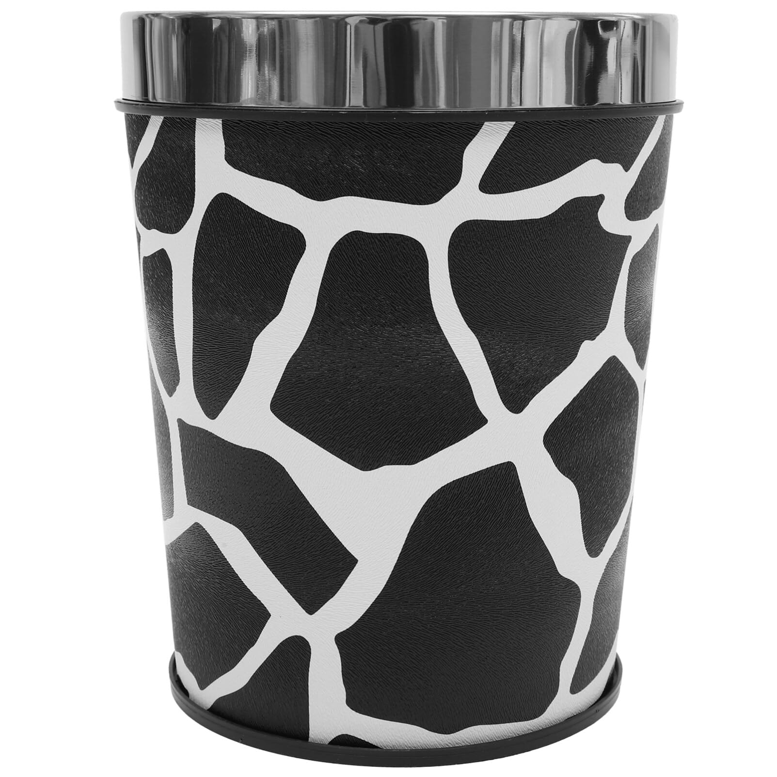 Luxshiny Round Garbage Can with Lid Office Waste Trash Can Waste Bin Bathroom Small Waste Paper Bucket for Home(Cow Print)