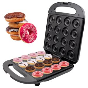 mini donut maker, mini pancakes maker machine, bake 16 mini doughnuts, non-stick surface, cake machine, double-sided heating, perfect for breakfast, snacks, desserts & more