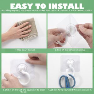 10 Pieces Adhesive Ceiling Hooks, Sticky Hooks Clear Hooks for Walls No Damage, Ceiling Hooks for Hanging, Outdoor Clear Adhesive Hooks (White)