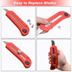 Heavy-duty Utility Knife with Comfortable Silicone Cover, Stainless Steel Retractable Box Cutter, Ergonomic Grip Handle, Quick Change Blade Snap off Cutter Knife with 10 Extra SK5 18mm Wide Blades