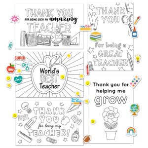 gooji 4x6 kids teacher appreciation cards teacher thank you cards with stickers for coloring and fun diy project school classroom gift elementary kindergarten preschool 10 pack