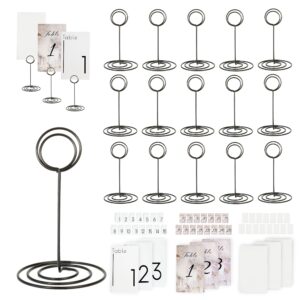 15 pack place card holders/table number holders/table number stands/wire photo holder/wire centerpieces/wedding reception/party/birthday/place cards for table setting/food labels holder (black)