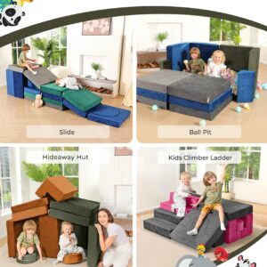 Kidirect Modular Kids Play Couch, K12 320+DIY Convertible Foam Play Couch for Boys & Girls, Versatile Kids Play Couch Building Fort, Child Sectional Kids Sofa Couch for Playroom Bedroom (Space Grey)