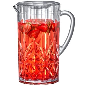 amazing abby - stately - acrylic pitcher (80 oz), clear plastic water pitcher with lid, fridge jug, bpa-free, shatter-proof, great for iced tea, sangria, lemonade, juice, milk, and more