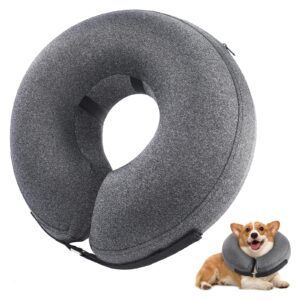 haoion inflatable dog cone collar, recovery dog cone after surgery, adjustable blow up dog donut collar, pet recovery collar for dogs and cats size m 8”-12”