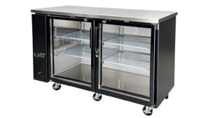 elite kitchen supply commercial beer back bar cooler refrigerator, etl nsf 2 glass door bottle display fridge cooler merchandiser, led lighting, 60" w 15.8 cu.ft. black cbb60h