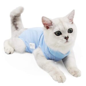 kodervo cat surgical recovery suit professional for male female cats abdominal wounds cone e-collar alternative, anti-licking or skin diseases pet surgical recovery suit, soft fabric onesies for cats