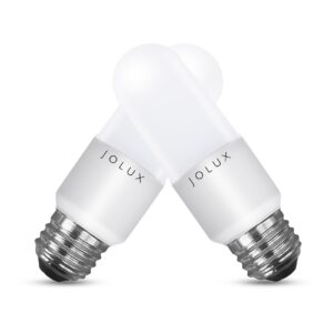 jolux 2-pack led stick dusk to dawn light bulbs,40w equivalent, daylight (5000k), 650lm, auto on/off,for outdoor enclosed fixture led bulbs,damp-proof rated, e26 medium base