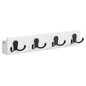 songmics coat hooks wall mount, coat hanger wall mount, 4 double metal hooks for bags, hats, towels, for entryway, living room, bedroom, loads up to 35.3 lb, cloud white ulcr006w01