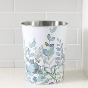 allure home creation botanical watercolor abstract leave wastebasket-small size-1.5 gallons