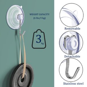 DSMY Suction Cup Hooks 15 Pack, 1.77 Inches Clear Suction Cup Hooks for Glass Window Decor Shower Bathroom, Small Reusable PVC Suction Cups with Removable Stainless Hooks