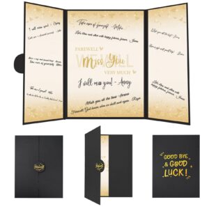 vlipoeasn black gold farewell party decorations, we will miss you farewell party guest book alternative signature book, retirement going away gifts for men, women, coworkers, farewell party supplies