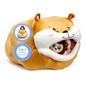 lilly's love - stuffed animal bean bag storage chair | washable, stuffable zipper beanbag cover for organizing kids plush toys | for boys and girls (hamster, 23x14)