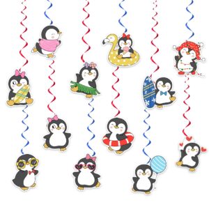 24 pieces penguin hanging swirls penguin streamers penguin hanging decorations ceiling swirls for penguin birthday party decorations party supplies baby showers decorations