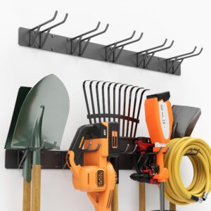 fun memories garage garden tool organizer wall mount 48 inch long, garage organization and storage, shovel & rake hangers yard tool rack, industrial steel holds 350lbs capacity, 2 pack