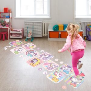 large unicorn floor decals, indoor hopscotch number game stickers, creative unicorn floor stickers for kid girls bedroom, playroom, classroom, nursery, daycare floor & wall decor