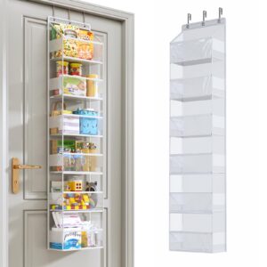 fixwal 6-shelf over the door hanging pantry organizer room organizer with clear plastic pockets heavy duty behind the door storage large capacity organizer for closet bedroom bathroom (white)