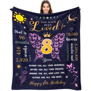 8 year old girl birthday gifts blanket 60 x 50 inch, best presents for 8 year old girls, eight year old girl gifts, girls age 8 gift ideas, 8 yr old girl gift, 8th birthday decorations for girls