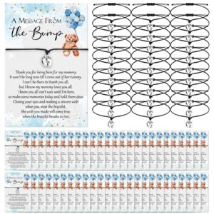 thyle 50 set baby shower favors for guests adjustable bracelets with message from the bump card footprints charm baby shower bracelets for gender reveal thank you gifts (blue bear)