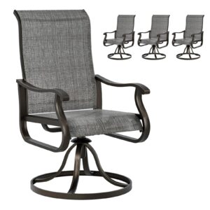 udpatio patio swivel dining chairs set of 4, outdoor swivel chairs high back with all weather textilene metal rocking frame for lawn garden backyard, dark gray