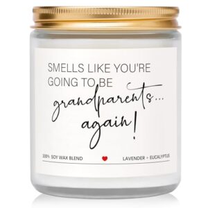 pregnancy announcement gifts for grandparents, baby announcements ideas - lavender scented candles, pregnancy reveal, you're going to be grandparents again baby announcement