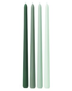 viyffo taper candles 12 inch green set of 4 unscented, dripless, smokeless long tall tapered candlesticks wedding home decor dinner natural color series