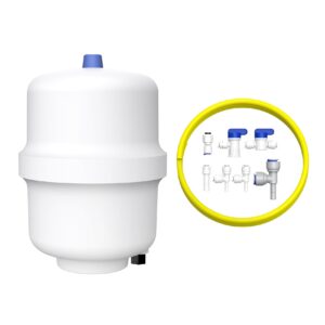 simpure small water pressure tank for tankless reverse osmosis system, ro water storage tank with fittings for refrigerator, ice maker, suitable for 1/4" and 3/8" water pipes, hyro-1.0