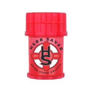 large herbsaver grinder- medical grade plastic grinder with razor sharp teeth, pocket-sized, durable & portable - ideal for grinding herbs and spices (red)