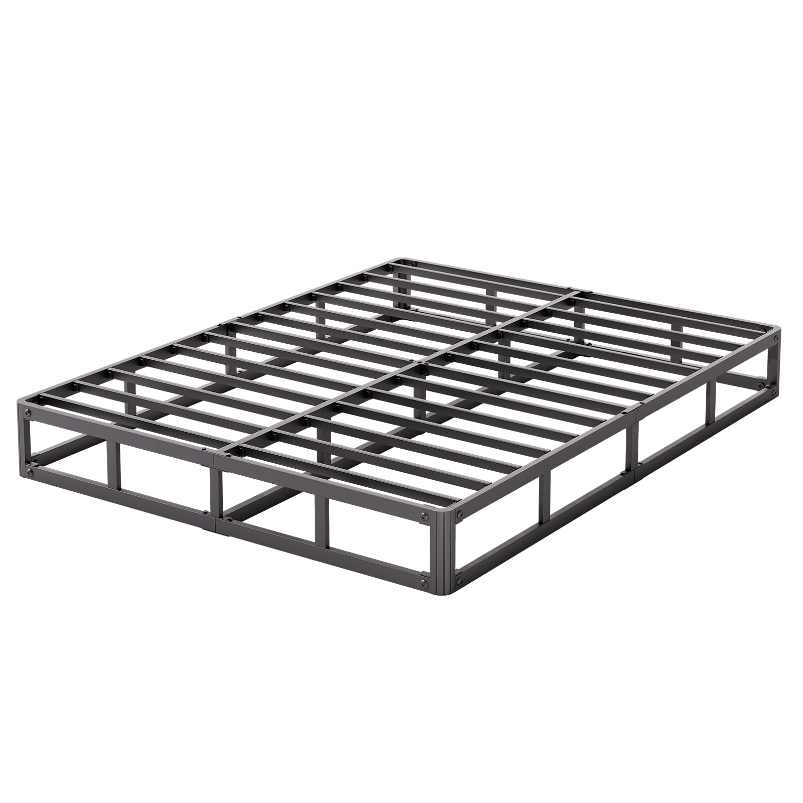 Askeld Queen Bed Box Spring 5 Inch High, Low Metal Bed Frame with Round-Corner Design, Heavy Duty Steel Slat Support Mattress Foundation, Noise Free Platform Base, 3500lbs Max Weight Capacity