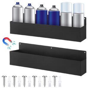 gisafai 2 pcs magnetic aerosol spray can holder heavy duty magnet toolbox bottle holder easy install spray can organizer wall mounted spray bottle rack for garage (black,16.54 x 3.15 x 4.33 inch)