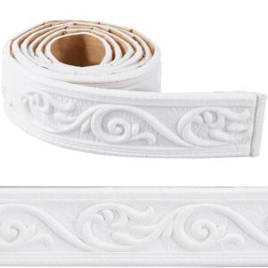 craspire 88 x 2 inch crown molding peel and stick 3d flexible foam wall trim white self adhesive wallpaper border sticky decorative edging baseboard lines for mirror border wall hotel diy decor