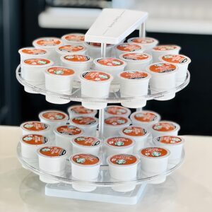 crazyturning k cup holder, k cup organizer, kcup 36 coffee pod holder, 360° double layer rotation storage, kcup lazy susan for coffee station countertop cabinet - 36 k pods