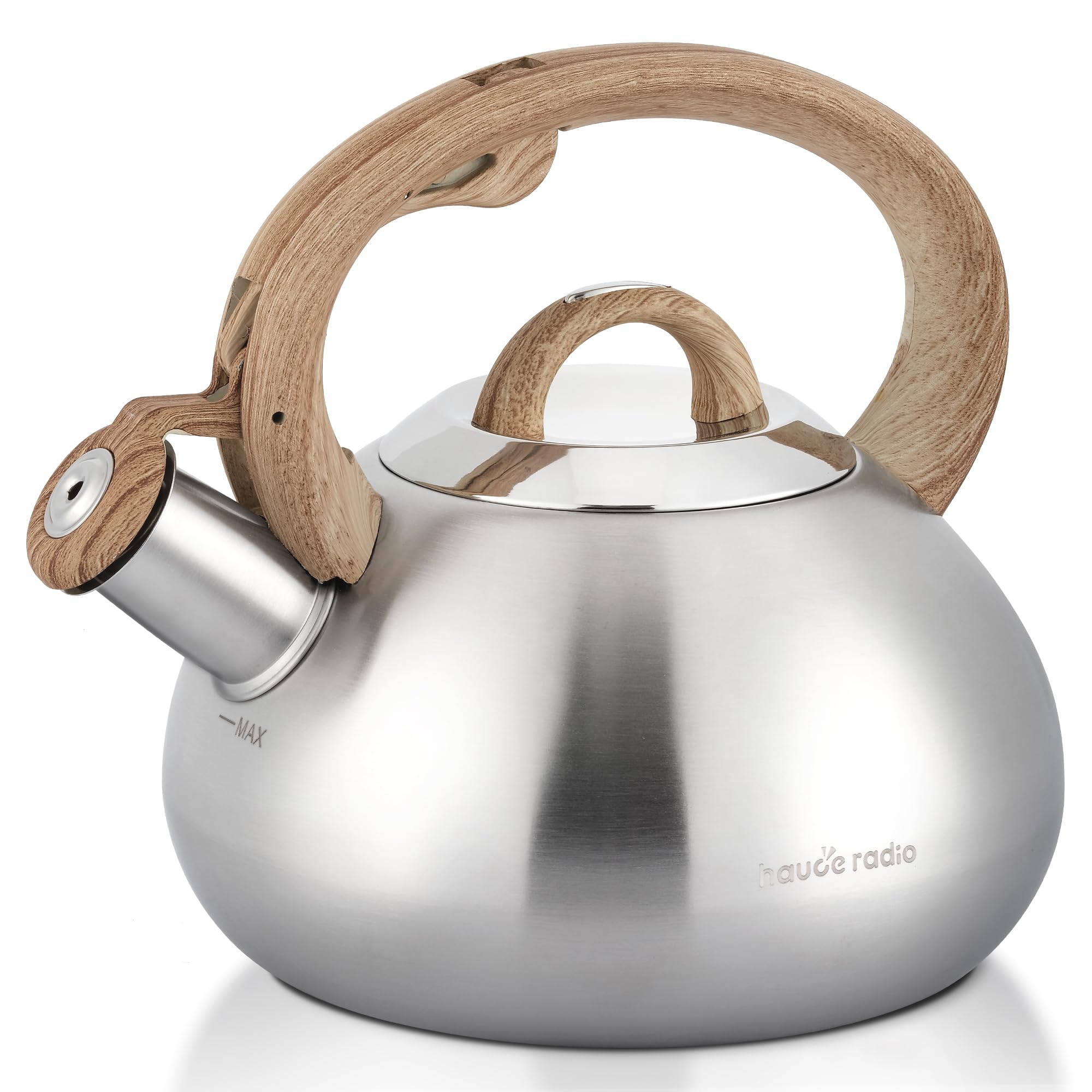 Tea Kettle Stovetop,2.0QT Loud Whistling Kettle for Boiling Water Coffee or Milk, Food Grade Stainless Steel Tea Kettle with Wood Pattern Handle and Anti-Rust,Suitable for All Heat Sources