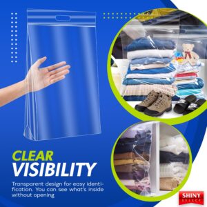 Shiny Select 20 Gallon Jumbo Storage Bag with Handle, Resealable Zipper Top 24x32, 3 Bags - Clear Big Plastic, Extra Large XL, 4 Mil Thick Heavy Duty for Travel, Moving, Clothing, Bedding