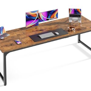 Huuger Computer Desk, 70 Inch Office Desk, Gaming Desk with Storage, Writing Desk Work Desk for Home Office, Study, Long Simple Desk, Large Legroom, Metal Frame, Rustic Brown