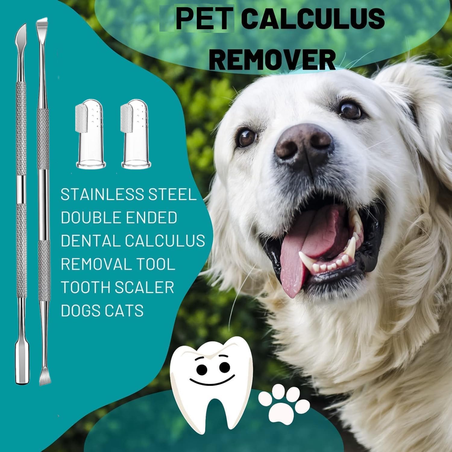 Qubccum 8 Pcs Dog Tartar Remover Pet Teeth Cleaning Tool, Cat Plaque Off Calculus Remover, Dog Tooth Scaler and Scraper, Stainless Steel Dental Forceps for Dogs and Cats Oral Care