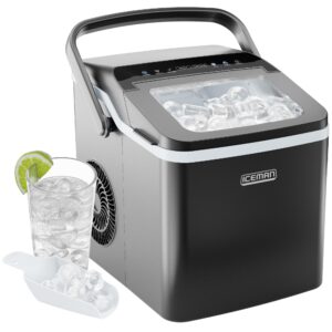 iceman dual-size ice maker countertop - portable ice machine, large and small ice machine maker with self cleaning, 9 cubes in 7 mins, 22lbs/24hrs, for home, kitchen, office, party, ice scoop included