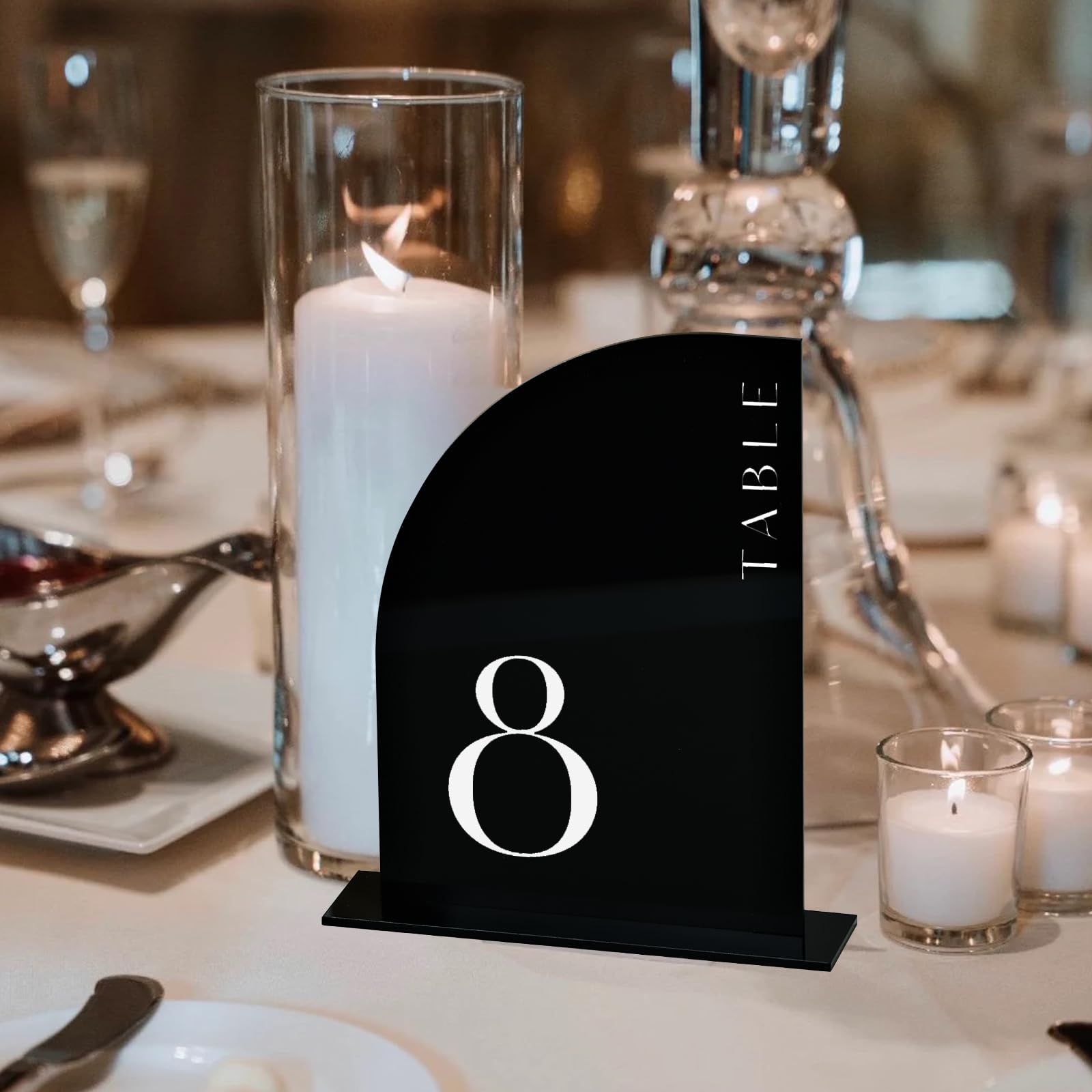 JINMURY 10 Pack Black Acrylic Half Arch Sign with Stand | 5x7 Inch Half Arch Acrylic Blank Sign and Base, DIY Wedding Table Numbers, Wedding Signage, Events& Parties